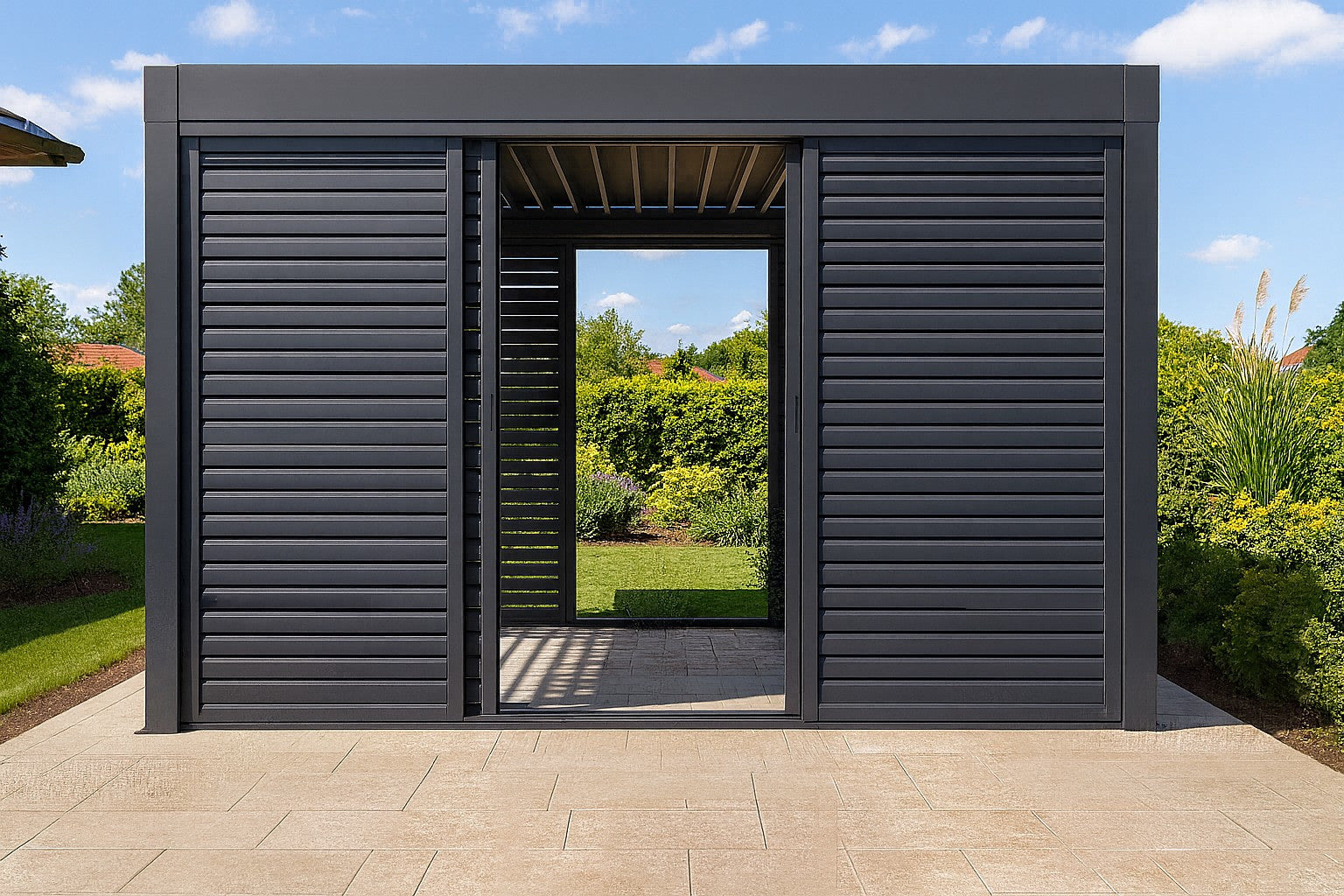 3M Aluminium Shuttered Louvre Sliding Door System – LuxShade™ Pergola ...